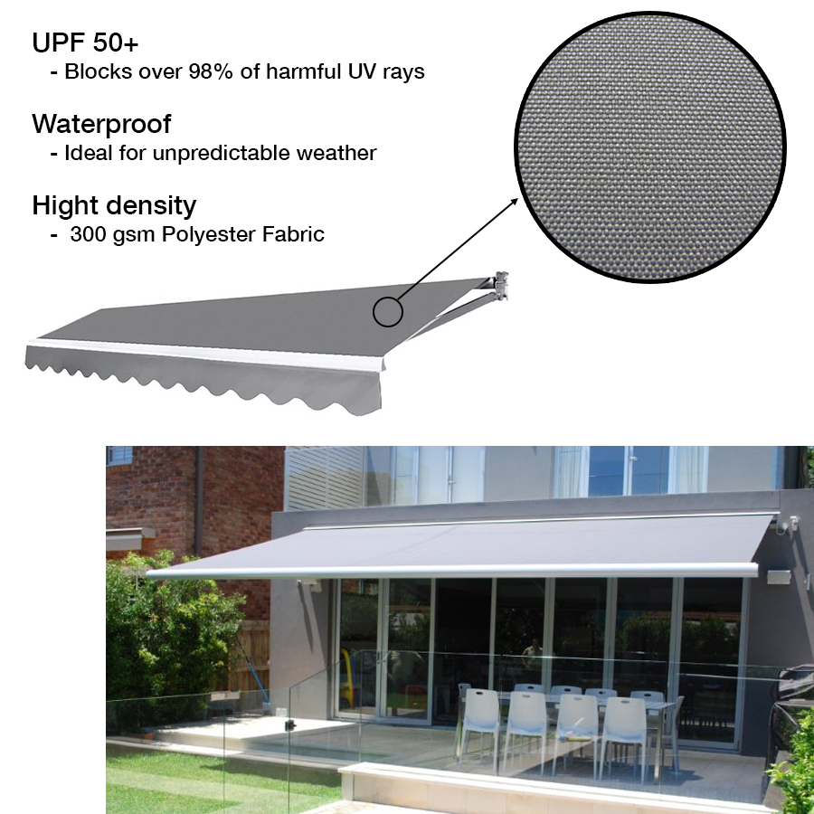 Folding Arm Canopy Awning Aluminum Sunshade Retractable Outdoor ...