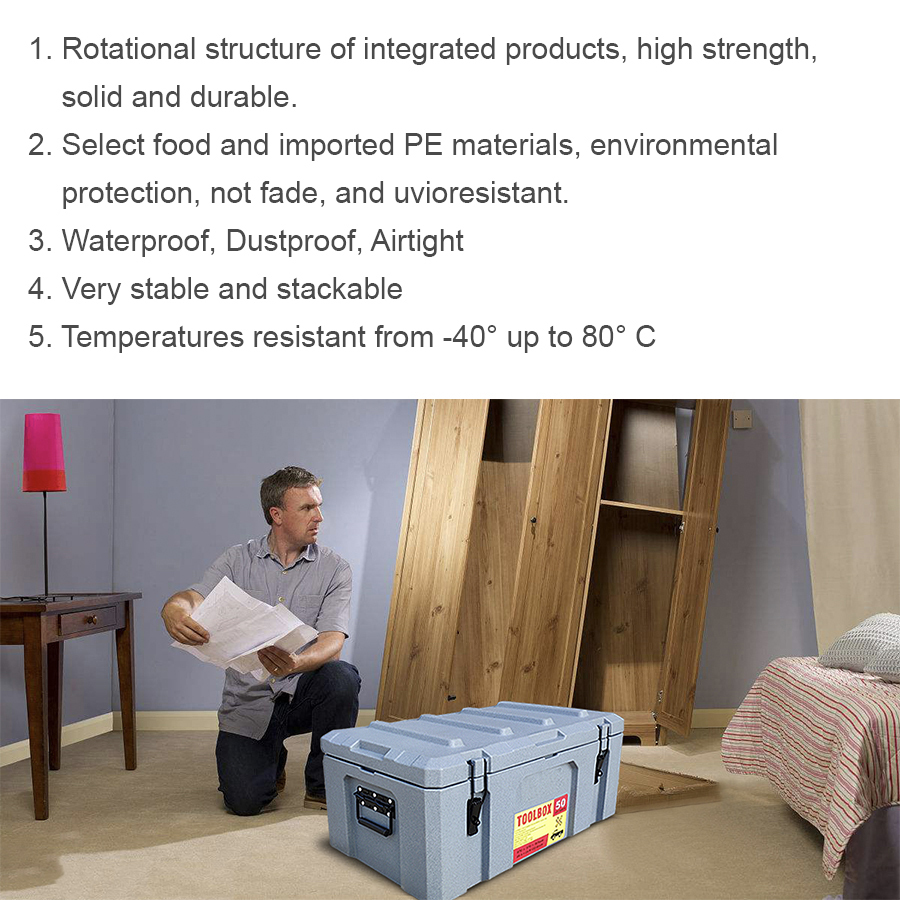 Poly Tool Box Storage Case Heavy Duty Waterproof Cargo Box Plastic Tool ...